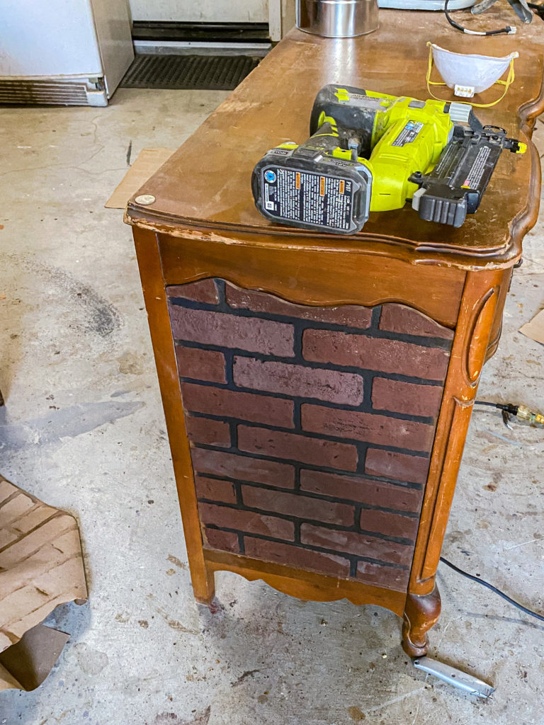 Industrial Farmhouse Brick Buffet-How to get this look!