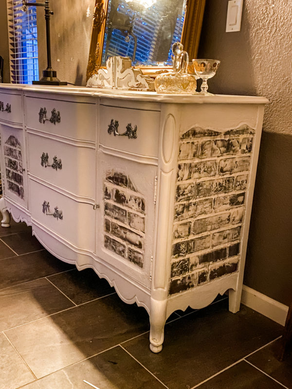 Industrial Farmhouse Brick Buffet-How to get this look!